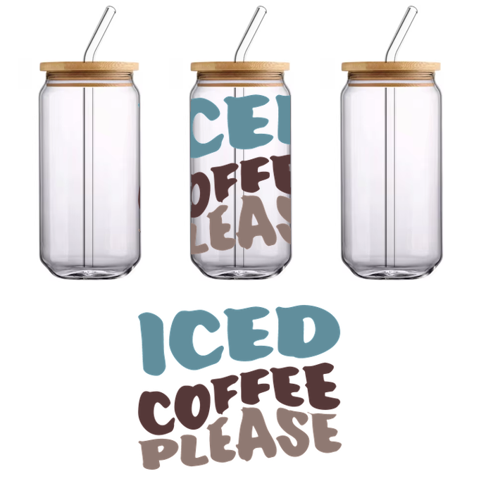 Playful Iced Coffee Design | Cup Wrap UV DTF | Bold Lettering | MakeDTF