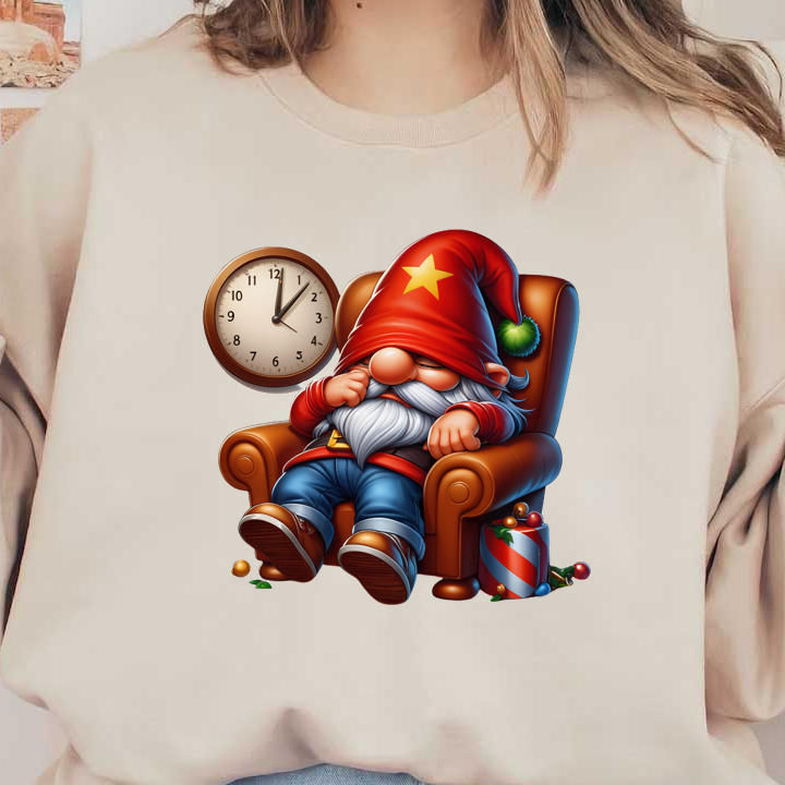 Cozy Cartoon Gnome DTF Prints Napping Armchair Festive Decorations ...