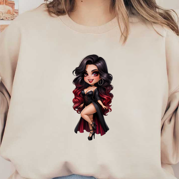 Charming Character with Red Tips & Black Dress | DTF Transfers & Prints ...