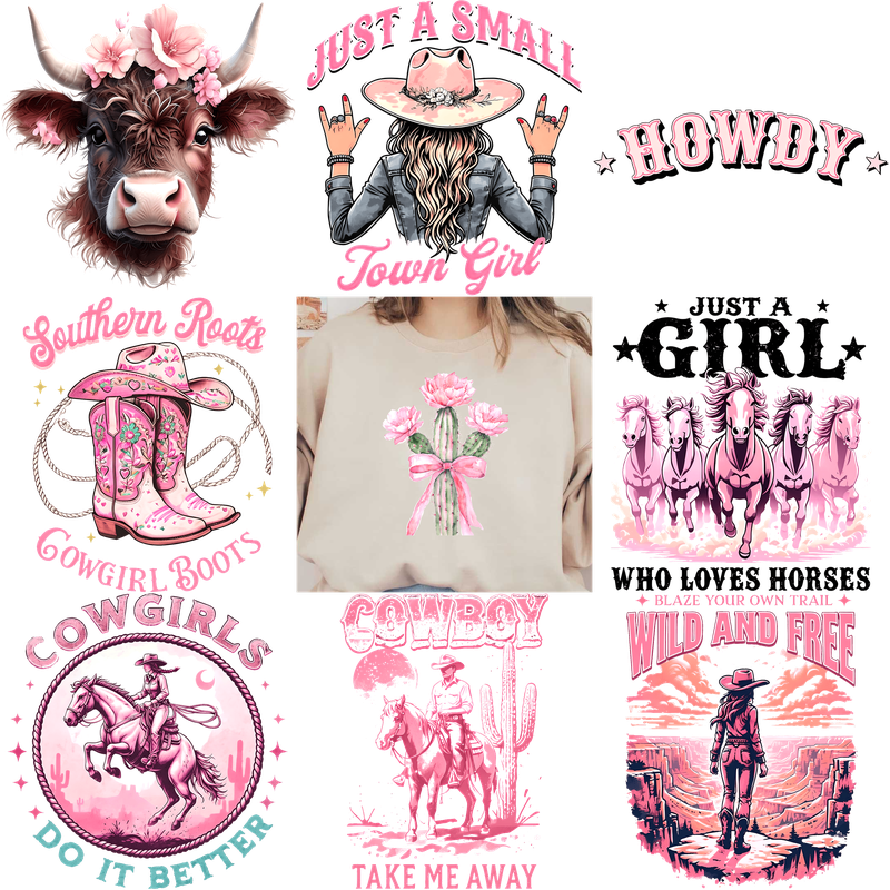 A vibrant collection of Western-themed graphics—celebrating cowgirl ...