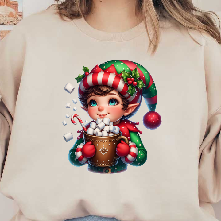 Joyful Elf with Hot Cocoa DTF Transfers | MakeDTF