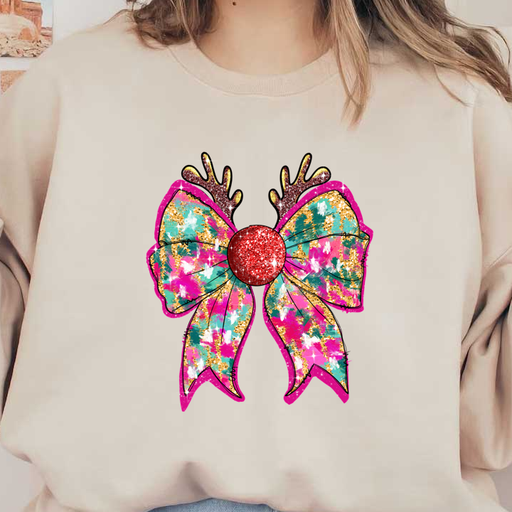 Vibrant Glitter Bow with DTF Transfers for Festive Holiday Decorations ...