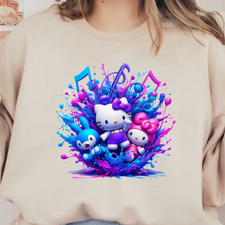 Vibrant Hello Kitty DTF Transfers - Playful Scene with Musical Notes ...