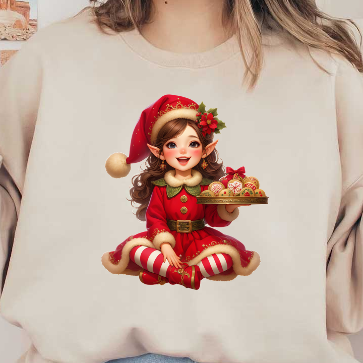 Cheerful Elf DTF Transfers: Vibrant Red Outfit & Joyful Christmas ...