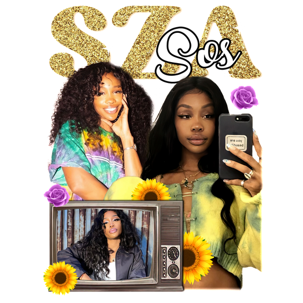 Vibrant SZA DTF Transfers Collage with Floral Accents & Retro TV | MakeDTF