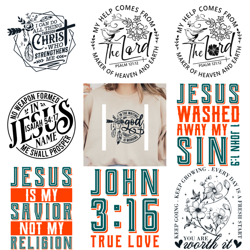 "Jesus is My Savior" t-shirt design with Bible verse in blue and orange ...