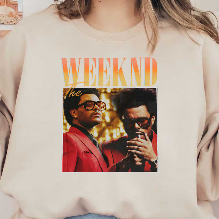 Vibrant The Weeknd DTF Transfer Graphic with Stylish Red Attire | MakeDTF