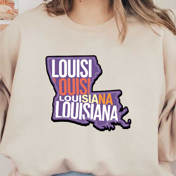 "Louisiana-Shaped DTF Transfers with Bold Colorful Lettering" | MakeDTF