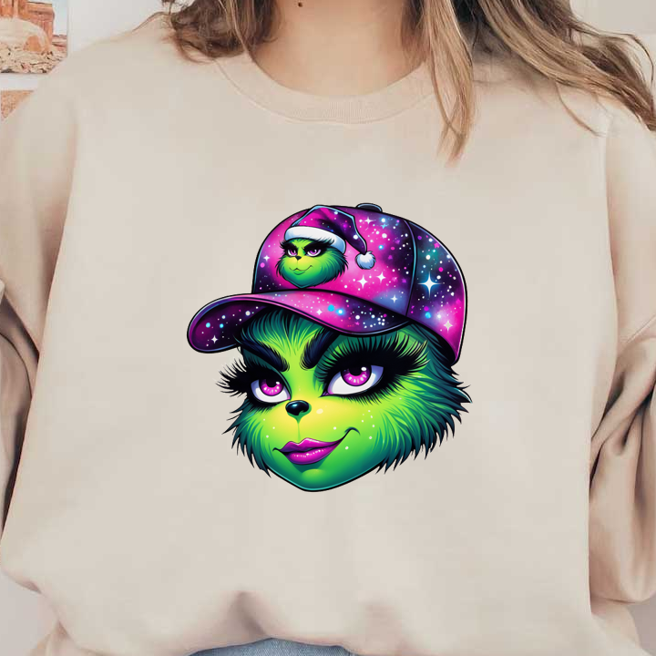 Whimsical Green Character with Galaxy Santa Hat | DTF Transfers ...